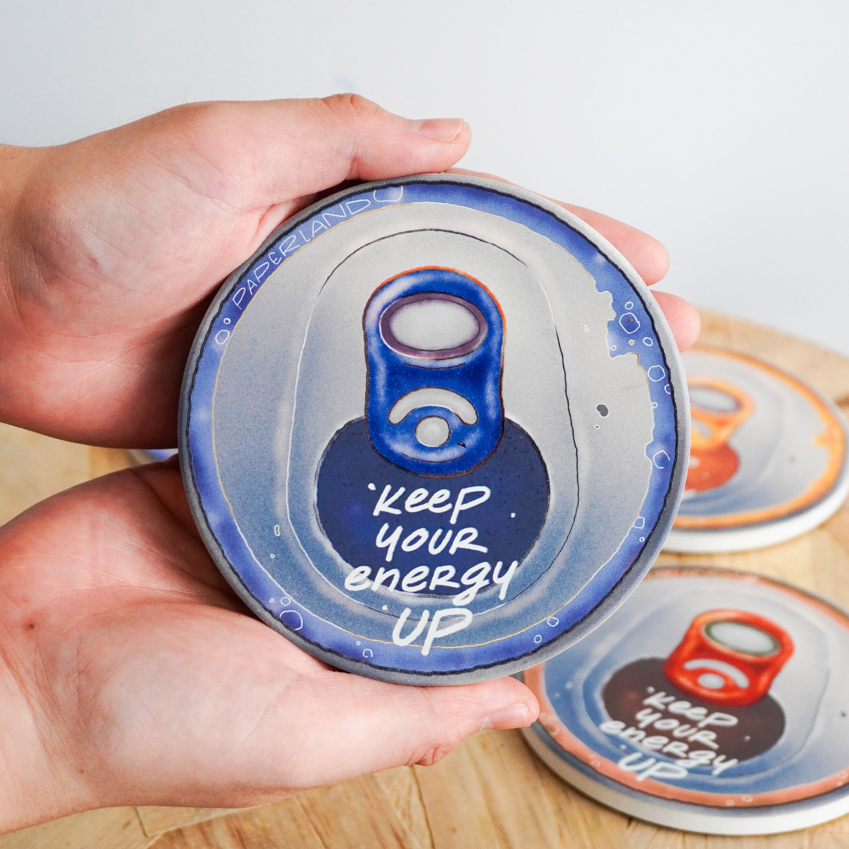 "KEEP YOUR ENERGY UP" CERAMIC COASTER – Paperland Sai Gon