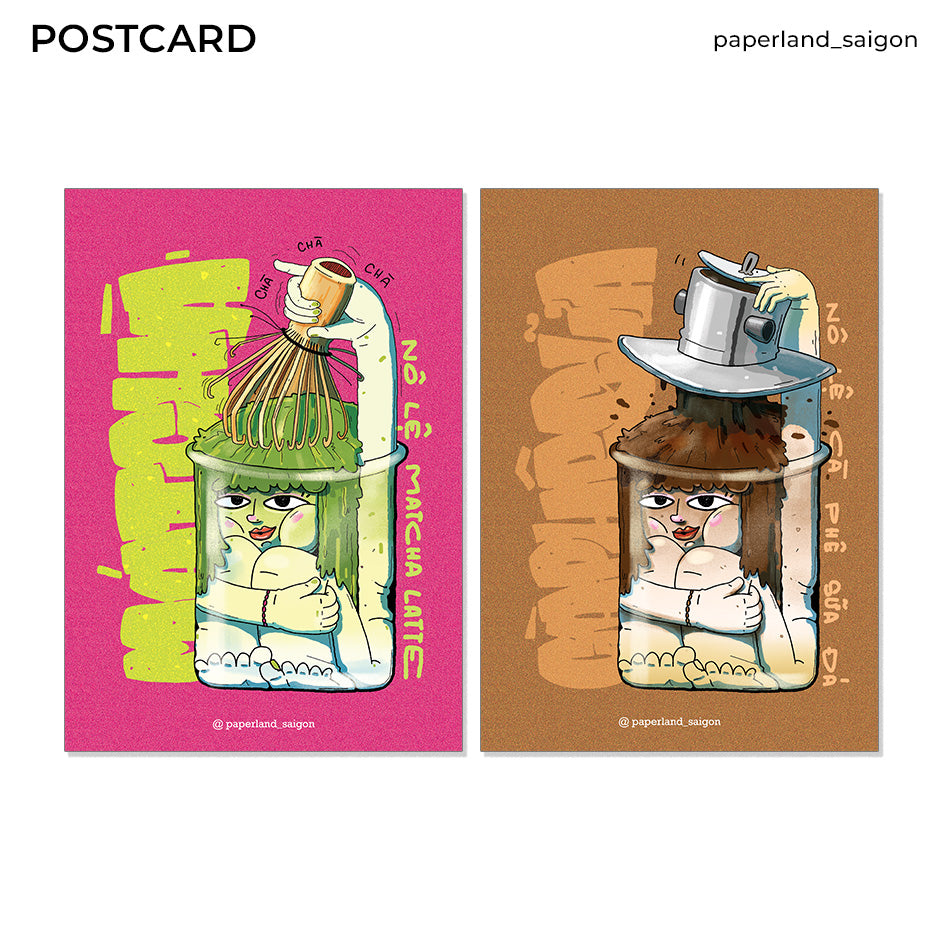 "MATCHA, CÀ PHÊ" POSTCARD – Paperland Sai Gon