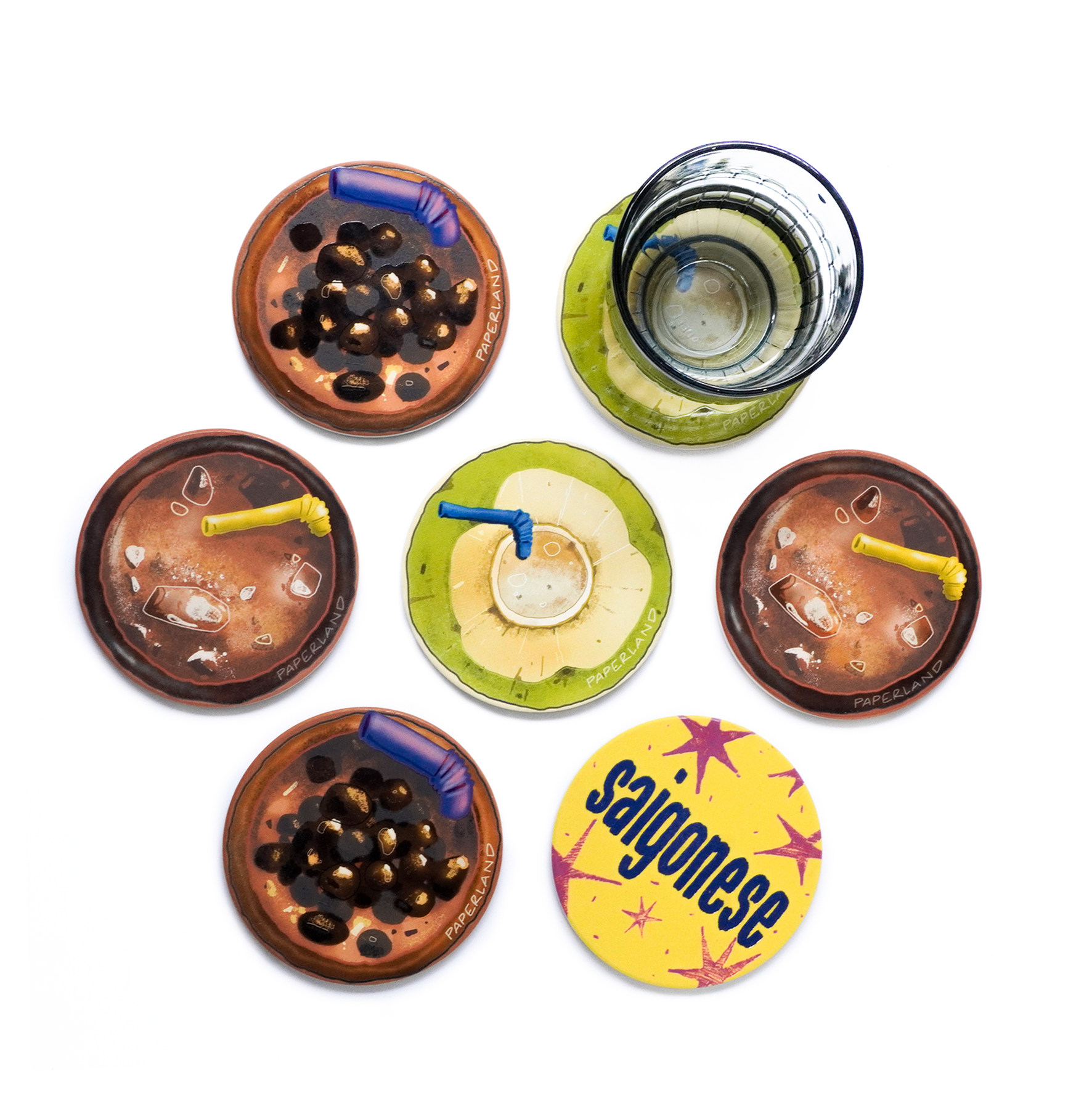 LÓT LY GỐM "SAIGONESE" - CERAMIC COASTER – Paperland Sai Gon